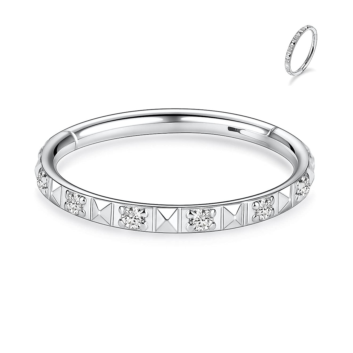 PEAKLINK 16G Septum Clicker Ring Conch Hoop Ring Surgical Steel Daith Earrings Clicker Nose Ring Helix Hinged Segment Ring Conch Ring Silver Cartilage Lobe Lip Tragus Piercing Jewelry 6mm