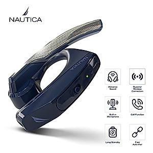 Nautica T80 Single Ear Bluetooth Headset, Office Bluetooth Headset, Wireless Earpiece for Cell Phone, Hands-Free Earphone with Microphone to Call On-The-Go, Compatible with iPhone & Android Phones