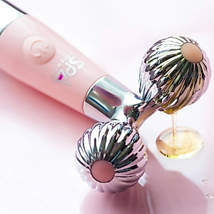 Spa Sciences ISLA Ice + Heat Contouring Roller (Face, Neck, and Décolletage) – Including Steel + Bonus Genuine Rose Quartz Globes