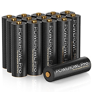 POWEROWL Goldtop Rechargeable AA Batteries PRO, High Capacity 2800mAh, Premium NiMH Double A Battery -16 Count
