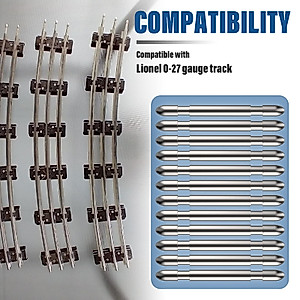 6-65042 Steel Track Pins for Lionel O-27 Scale, Train Track Connector Pins Train Lock on 3 Rail Tubular, 0.1'' Diameter and 1'' Height, Pack of 12