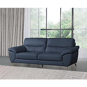 Abbyson Living Cadence Top Grain Leather Sofa, Blue