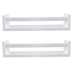 birola Wall Bookshelves for Kids,Book Shelf Organizer for Baby Nursery Décor,Nursery Book Shelves Set of 2,Wood Floating Nursery Shelves for Wall (Set of 2 White)