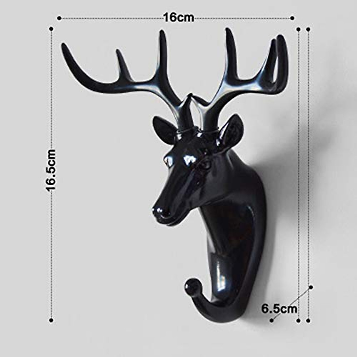 Animal Head Key Hooks Decorative for Wall Creative Resin Hook Hanger (Pack 6) Animal Shaped Coat Hat Hook Wall Hanging Wall Hook Decorative Gift (Black)