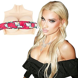 Zilasegy Plus Size Breasts Forms,Silicone Breastplate B Cup Fake Boobs for Crossdressers Transgender Drag Queen Cosplay(Yellow)