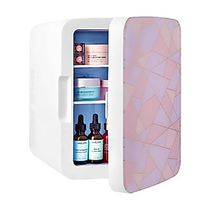 Cooluli 10L Mini Fridge for Bedroom - Car, Office Desk & Dorm Room - 12v Portable Cooler & Warmer for Food, Drinks, Skincare, Beauty & Makeup - AC/DC Small Refrigerator with Glass Front, Fractal Pink