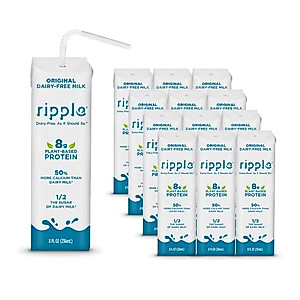 Ripple Vegan 8 oz Dairy-Free Milk, Vanilla (12 Pack) & Ripple Vegan 8 oz Dairy-Free Milk, Original (12 Pack) | 24 Pack