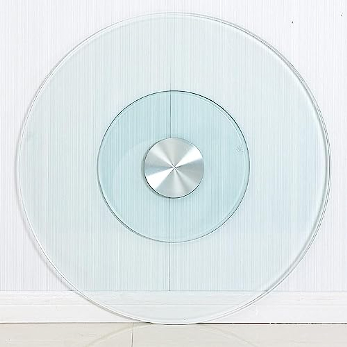 Yesbon Large Glass Lazy Susan Turntable Dining Table, Round Tempered Glass Turntable Swivel Tray Anti-tilt Spinning Dining Table Centerpiece, for Kitchen Dining, Parties,90cm