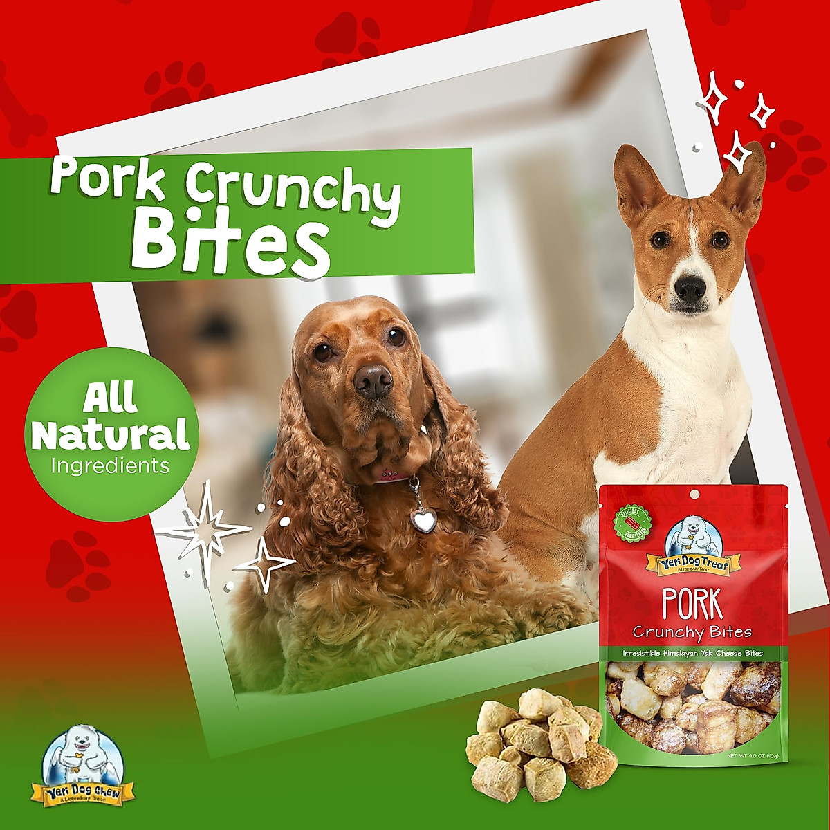 Yeti Pork Crunchy Bites Yak Cheese Dog Treats, 4 Oz