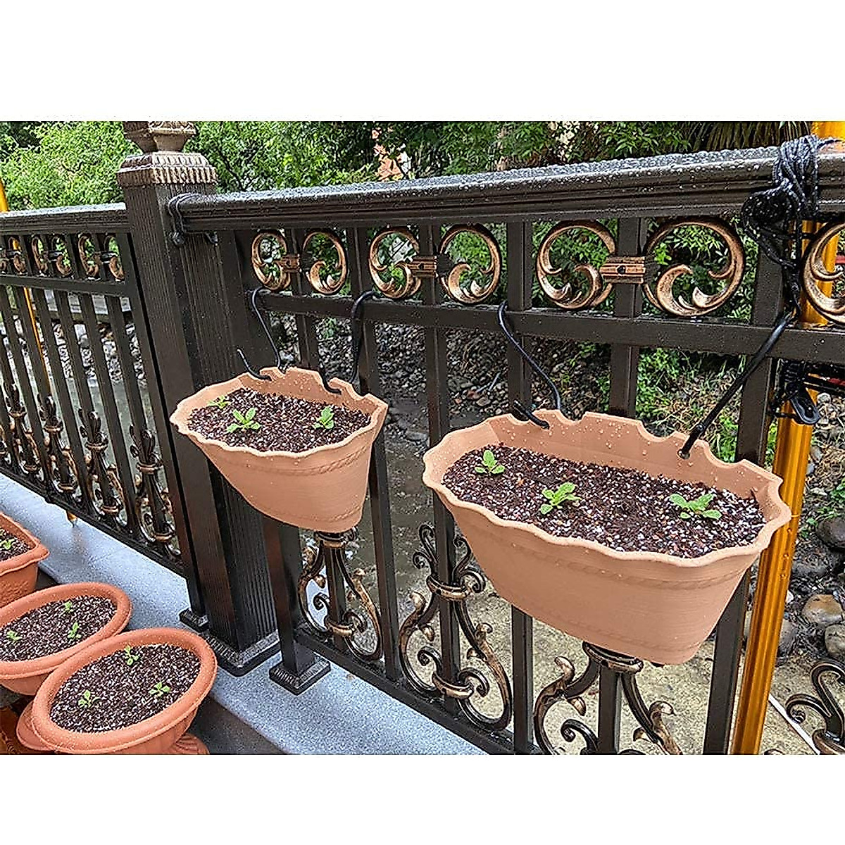 DINGEE 6 Inch Heavy Duty S Hooks, Large S Hooks for Hanging Plants, Vinyl Coated S Hooks 6 Pack Sturdy Non Slip Black S Hooks for Hanging Closet,Bird Feeders,Kitchen,Large Object,Garden Tools