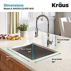 KRAUS 23-inch 16 Gauge Standart PRO Kitchen Sink Combo Set with Matte Black Bolden 18-inch Kitchen Faucet and Soap Dispenser, KHU101-23-1610-53MB