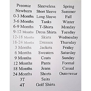 14 Large Blank Adult Closet Clothing Size Dividers Rectangular 5.25x3.5 Inches Plus Labels (Yellow)