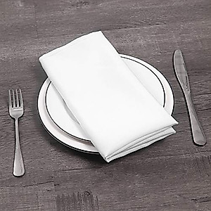 Ascoza 25pcs Polyester Cloth Napkins - 20 x 20 inch White Dinner Washable Napkins with Hemmed Edges for Restaurant/Wedding/Hotel(25,White)