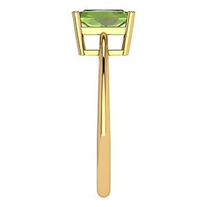 Clara Pucci 1.0 ct Radiant Cut Solitaire Genuine Natural Green Peridot Engagement Bridal Promise Anniversary Ring 14k Yellow Gold