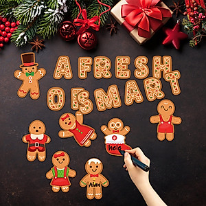 Haooryx 70Pcs Winter Christmas Mini Gingerbread Bulletin Board Classroom Decoration, Gingerbread Man Paper Cut-Outs Blackboard Border Decor for Christmas Party Home School Classroom Window Wall Decor