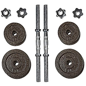 Signature Fitness Contoured Handle Cast Iron Adjustable Dumbbell Weight Set,Gray