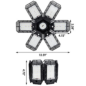 KASLIGHT 2 Pack Garage Light, 160W 16000LM 6500K Deformable Garage Ceiling Lights with 6 Adjustable Panels Led Garage Light, Bright Shop Lights for Garage Attic Workshop Basement Bay Warehouse