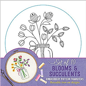 Blooms & Succulents Embroidery Pattern Transfers (set of 10 hoop designs!)