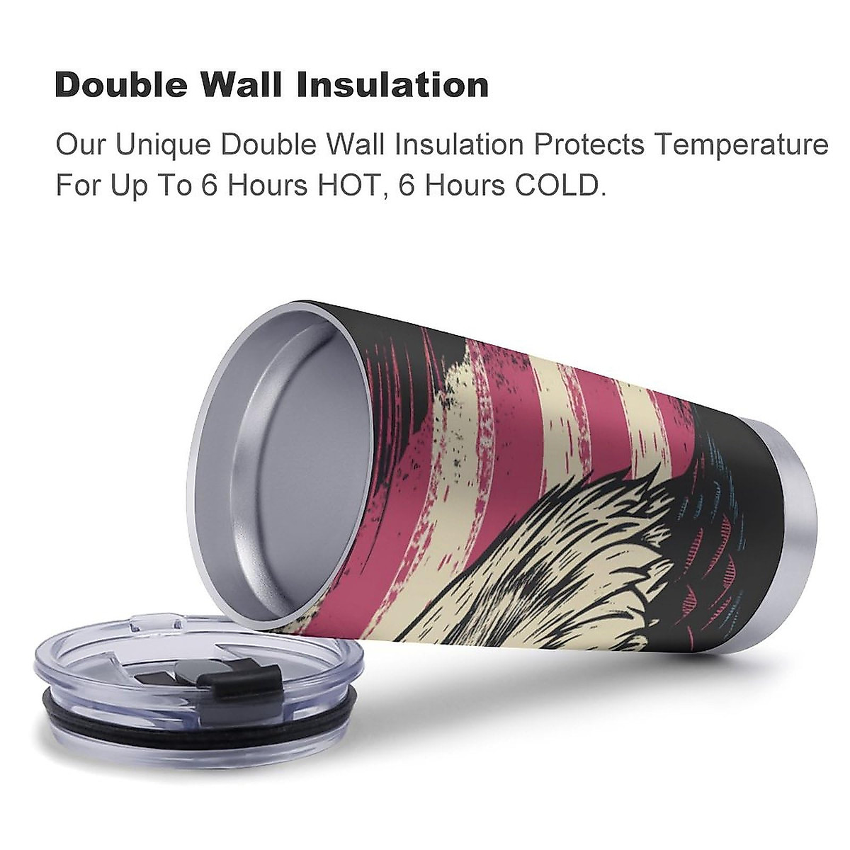 zxxpensy 20 Oz Tumbler Travel Cup Eagle Mid-Century Water Bottle, Stainless Steel Vacuum Insulated Coffee Mug with Straw Lid And Cleaning Brush