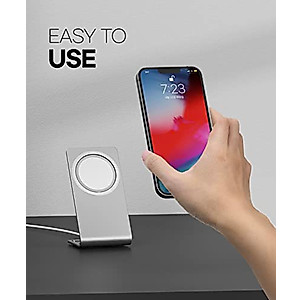 iLakia Cell Phone Stand for MagSafe Charger, Aluminum Charging Holder Dock Cradle for Desk, Mag-Safe Accessories Compatible with iPhone 14 13 12 Model Series, Silver Color (MagSafe Not Included)