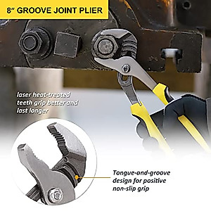 TOPLINE 5-Piece Pliers Set, Pliers Tool Set Included 8" Groove Joint Pliers, 7" Linesman Pliers, 6" Long Nose Pliers, 6" Slip Joint Pliers, 6" Diagonal Pliers for Basic Home Maintenance