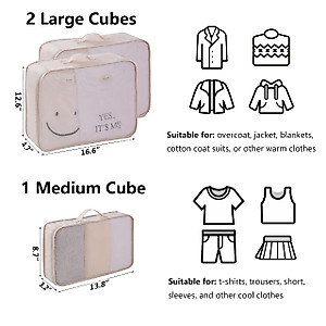 TianZong 7-piece Set Packing Cubes, Travel Bags for Luggage, Packing Organizers with Shoe Bag (Beige)