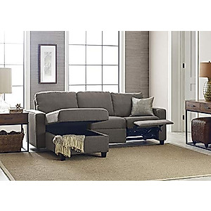 Serta Palisades Reclining Sectional Sofa with Left Storage Chaise, Small Couch with Built-In Storage, Low-Maintenance & Family-Friendly Fabric, Gray