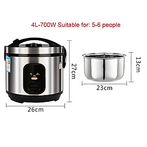 ZHUIYI Rice Cooker (2-5L) 304 Stainless Steel Inner Pot, Intelligent Insulation, Make Rice & Steam Food & Vegetables, 220-240V US/EU Power(4L)