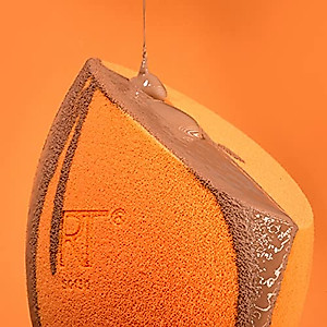 Real Techniques Miracle Complexion Sponge, Makeup Blending Sponge, For Foundation, Offers Light To Medium Coverage, Natural, Dewy Makeup, Orange Sponge, Latex-Free Foam, 4 Count