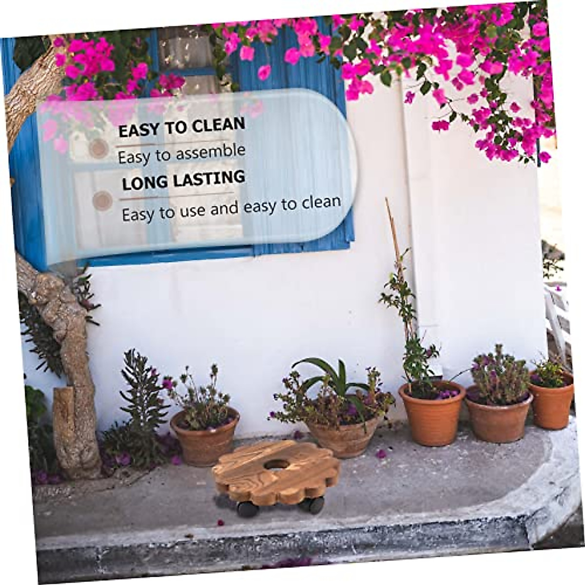 YARNOW 2 Pcs Solid Wood Planter Tray Wood Serving Tray Outdoor Plant Pots Flower Pot Holders for Outside Plant Caddy on Wheel Flowerpot Flower Pots Base Tray Bonsai Holder Planter Pallet