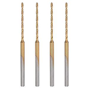 uxcell 4Pcs Mini Twist Drill Bit, 1.2mm Micro Engraving Drill Bits, High-Speed Steel 2.35mm Shank Titanium Coated for DIY Resin, Amber and Wood