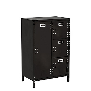 MIIIKO Steel Wardrobe Cabinet Locker, Rustic Metal Storage Cabinet with Shelf, Lockable Doors and Hanging Rod, Industrial Locker Cabinet for Living Room, Bedroom, Home Office and Club