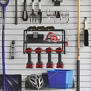 Dosker Tool Shelf & Organizer Wall Mounted Garage Storage Rack 3 Layers Heavy Duty Metal Drill Holder Utility Storage Rack Garage, Workshop and Warehouse for Dad Gifts 2PC