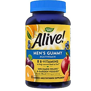 Nature’s Way Alive! Men’s Gummy Multivitamins, High Potency Formula, Supports Whole Body Wellness*, Fruit Flavored, 60 Gummies