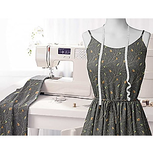 Soimoi Gray Heavy Canvas Fabric Leaves & Flowerpecker Bird Fabric Upholstery Fabric, Fabric for Home Accents Prints by Yard 58 Inch Wide