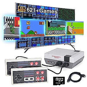 Feliexez 1080P Retro Game Console, Gaming Consoles with 621 Built-in Old Games, Game Console Emulator TF Card Slot for Game Saves & Download, 8-Bit Plug &Play Video Game System for Kids&Adults as Gift