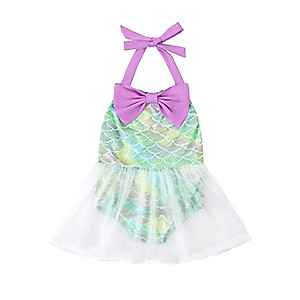 LYSMuch Baby Girl Mermaid One Piece Romper Sunsuit Toddler Sleeveless Dresses Tulle Clothes (Mermaid,18-24 Months