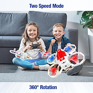 Rc Drone for Beginner, JoyKey Easy Mini Drone for kids with Adjustable LED Light, Indoor Quadcopter with Speed Mode, Altitude Hold, 3D Flip, Auto Rotation, One Key Start/Land, Headless Mode and 2 Batteries, Drone Toy for Boys & Girls