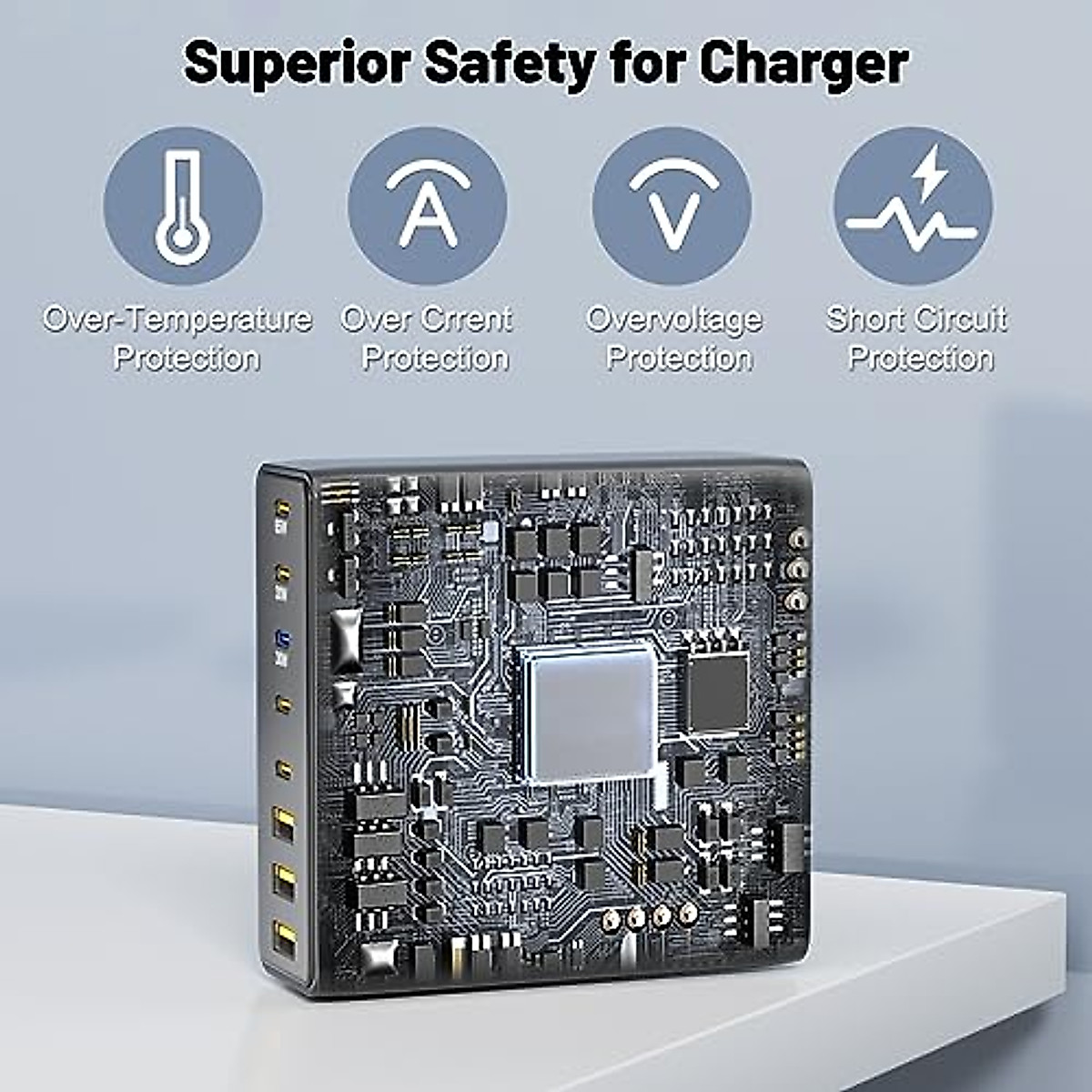 USB C Charger, 265W 8 Ports USB C Charging Station for Multiple Devices, USB C Fast Charger Multiport USB C Charger Block 65W Power Adapter for MacBook iPad iPhone, Samsung Android Phones