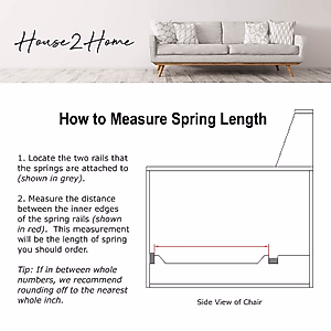 House2Home 23" Sofa Upholstery Spring Replacement, 2pk Repair Kit for Furniture Chair Couch, Includes Clips, Screws, and Instructions