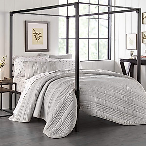 Stone Cottage - King Quilt Set, Reversible Cotton Bedding with Matching Sham, Pre-Washed for Added Softness (Whitehills Grey, King)