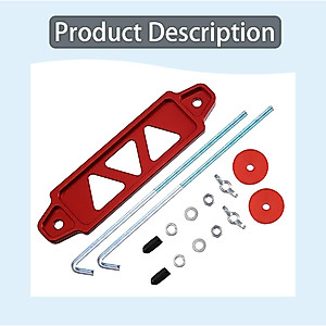 Battery Hold Down Bracket Holder, Aluminum Alloy Car Battery Hold Down Bracket, Battery Hold Down Bracket with 10in J Bolts, Battery Tray for Car Battery Mount Bracket Hold Lock Accessories (Red)