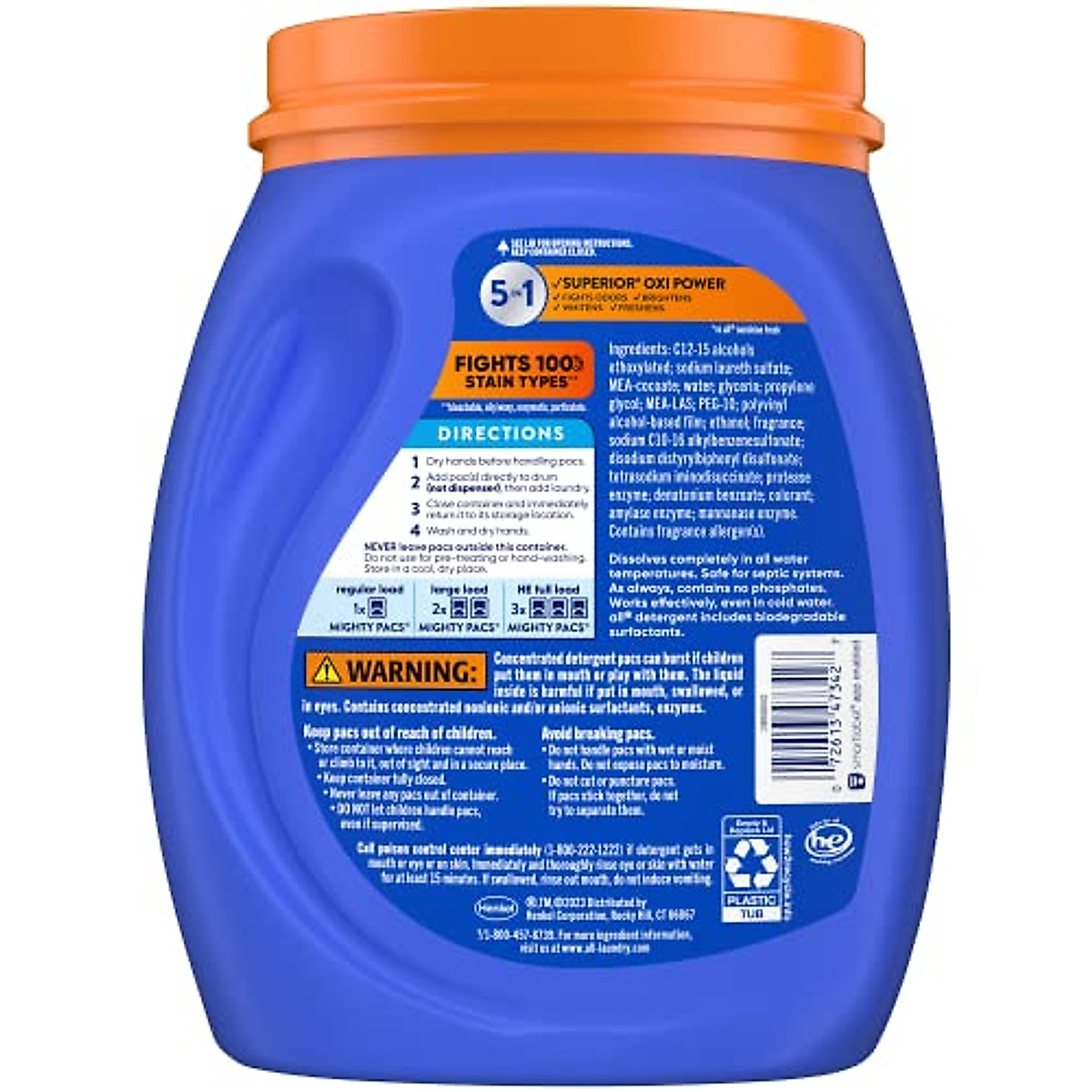 all Laundry Detergent Pacs, Fresh Clean Oxi plus Odor Lifter, 60 Count (packaging may vary)