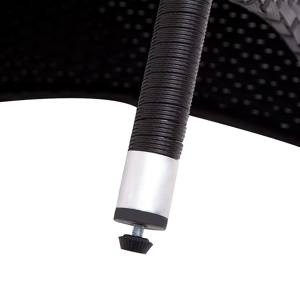 ERYE 7 Pieces PE Wicker Rattan Dining Sets Include Tempered Frosted Glass Table,6 Armchairs and Cushions, All-Weather Outdoor & Patio Conversation Dinner Furniture for Garden Backyard,Black +Beige