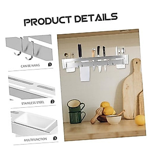 OKUMEYR Tool Storage Shelves Kitchen Wall Cutter Rack Decor Cutlery Holder Cutter Draining Holder Cutter Storage Holder Kitchen Wall Rack Cutter Organizer Silver Stainless Steel