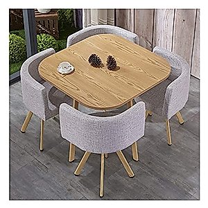Office Business Hotel Lobby Dining Table Set, Negotiation Table and Chair Combination Reception Desk Meeting Simple Small Round Table Wooden Table 1 Table and 4 Chairs