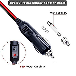 12V-24V DC Car Charger Auto Power Supply Cable - DC 5.5mm x 2.1mm 4FT to Car Cigarette Lighter Male Plug Car Cigarette Lighter Cable