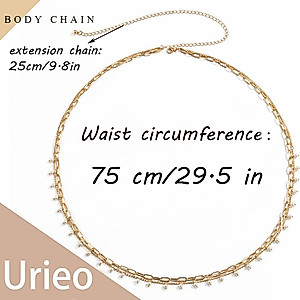 Urieo Boho Beads Waist Chain Bead Gold Belly Chains Layered Adjustable Bikini Beach Body Jewelry Accessories for Women(Pack of 2)
