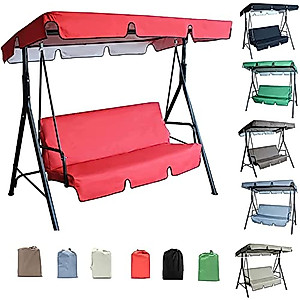 Wzglod Outdoor Replacement Swing Chair Canopy Cover Garden Sun Shade Awning 2 & 3 Seater Sizes Universal Waterproof Windproof Anti-Uv Patio Hammock Roof Cover,Red,195x125x15cm/77x49x6''