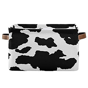 AUUXVA Rectangle Storage Basket Animal Cow Print Collapsible Storage Bin Laundry Hamper Toy Organizer for Bedroom Shelf Nursery Home Closet & Office